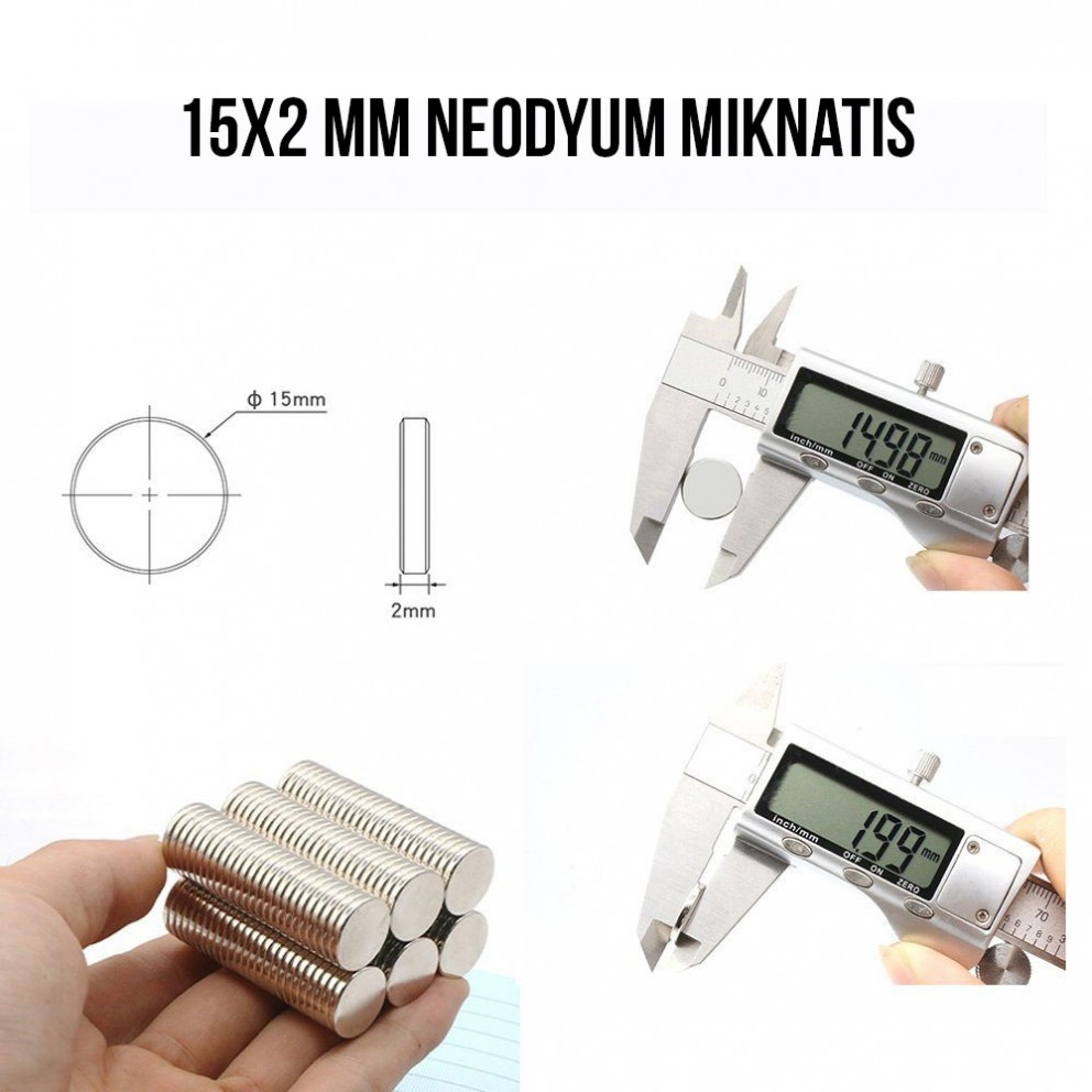 15x2 mm Neodyum Mıknatıs (Çap: 15 mm, Kalınlık: 2 mm)